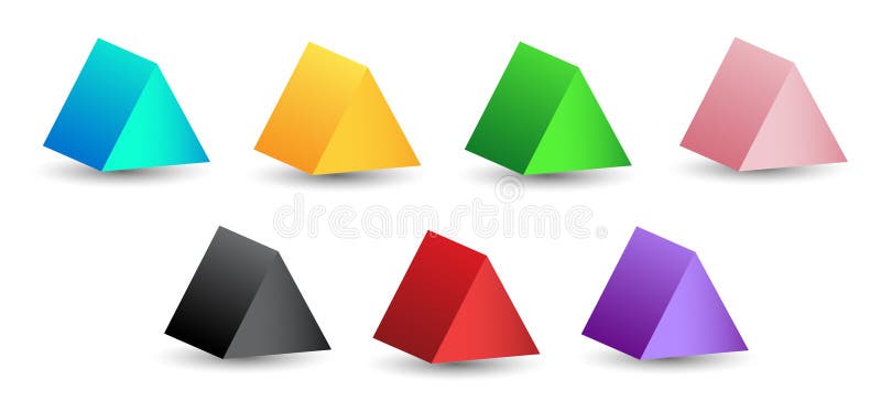 Set of Vector Triangular Prisms with Gradients and Shadow for Game ...