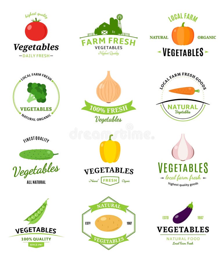 Vegetables Logos, Labels and Design Elements Stock Vector ...