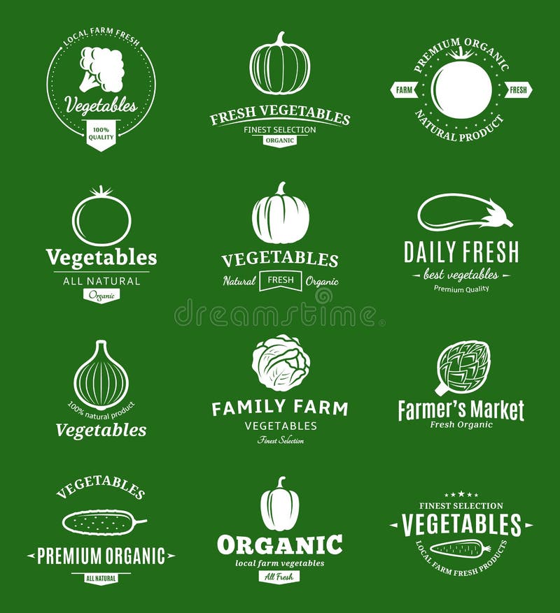 Vegetables Logos, Labels and Design Elements Stock Vector ...