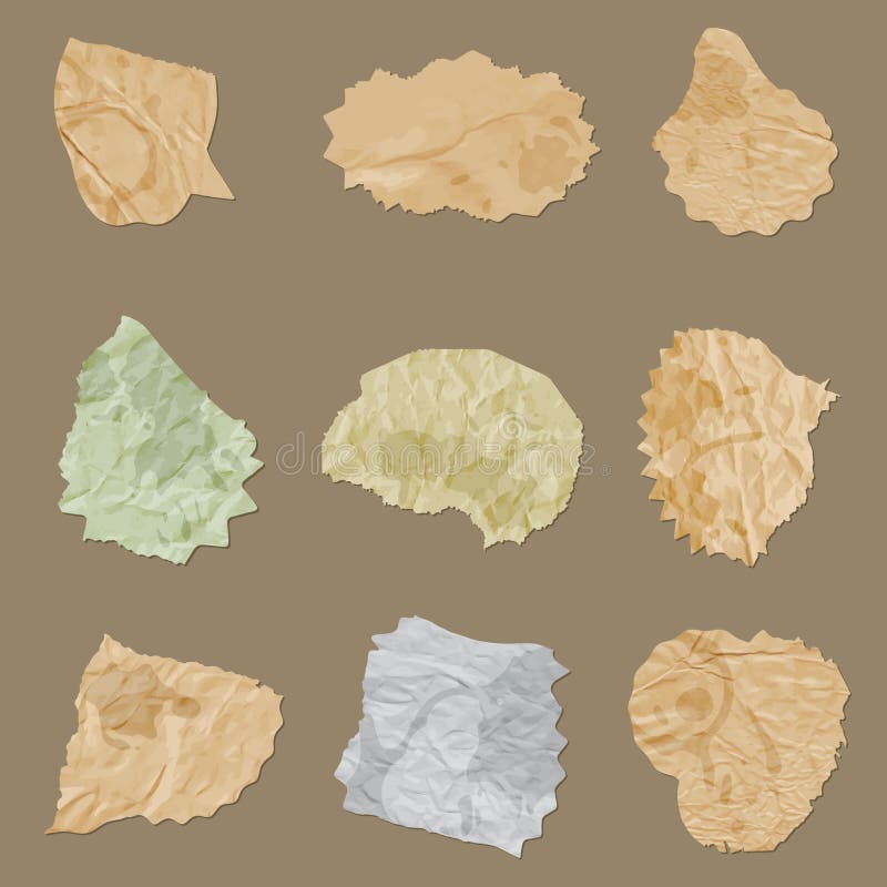 Set Vector Vintage Crumpled Dirty Paper Pieces with Splats Stock Vector ...