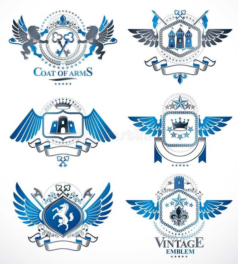 Set of Vector Vintage Emblems Created with Decorative Elements L Stock ...