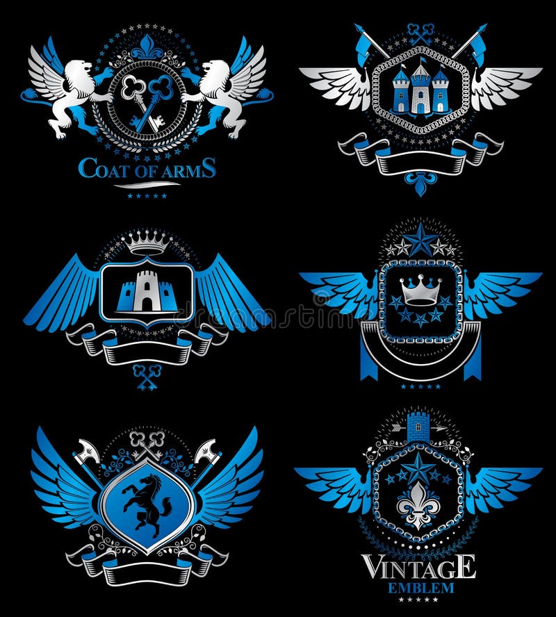 Set of Vector Vintage Emblems Created with Decorative Elements L Stock ...