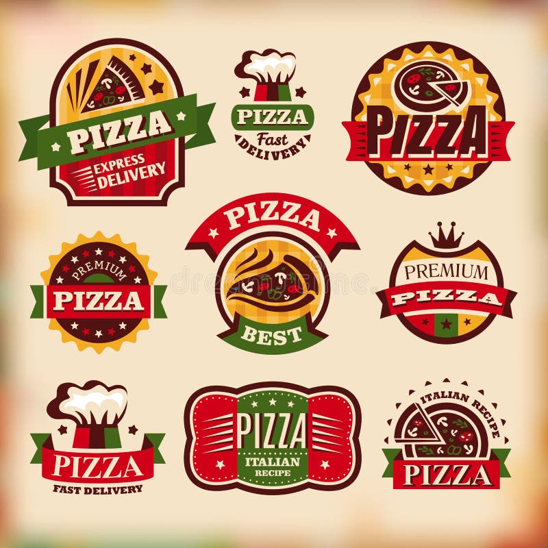 Vintage pizza labels stock vector. Illustration of collection - 26395733