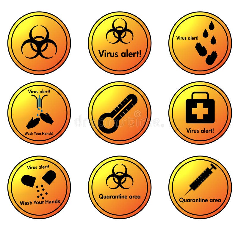 Set of Vector Virus Alert Circular Icons Stock Vector - Illustration of ...