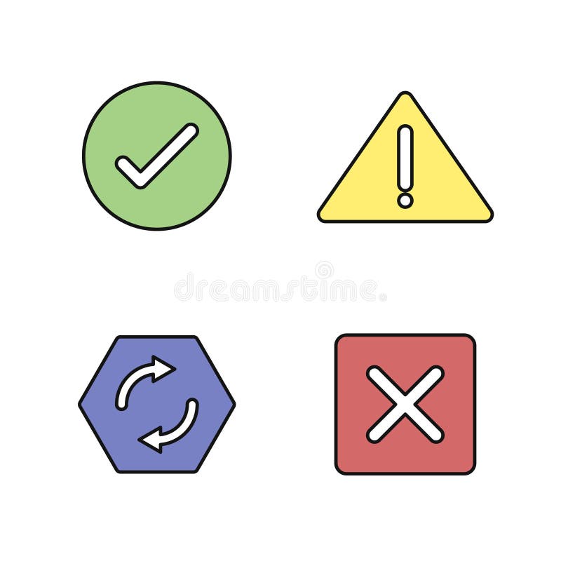 Set of Vector Warning Signs. Check Mark Icons Vector. Set of ... Set of Vector Warning Signs. Check Mark Icons Vector. Set of ...