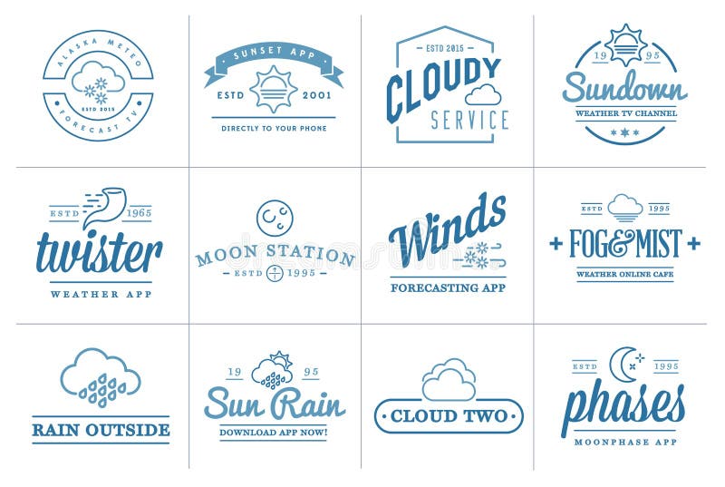 Vector Weather Icons and Logotypes of Business Forecasting Apps and ...