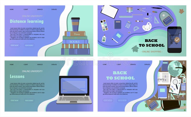 A Set of Vector Websites for Distance Learning, Online Education and ...