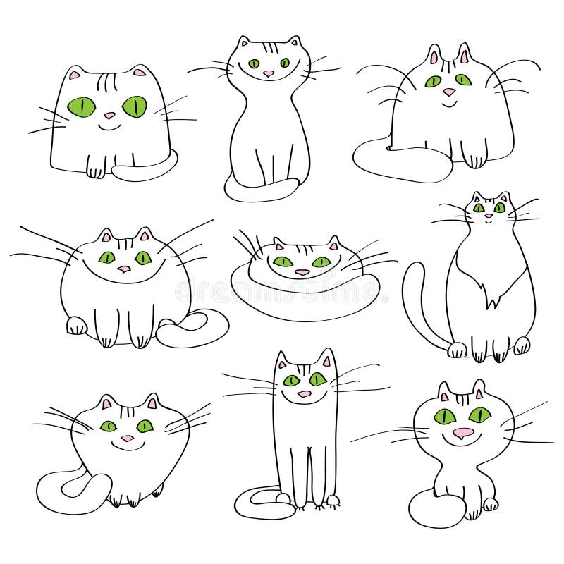 Circle Shape Pattern with Cute Cats for Coloring Book Stock Vector ...