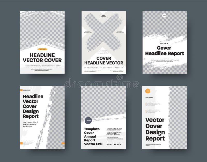 Set of Vector White Covers with Different Grunge Elements for Photo ...