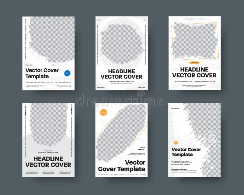 Set of Vector White Covers with Grunge Elements for Photo Stock Vector ...