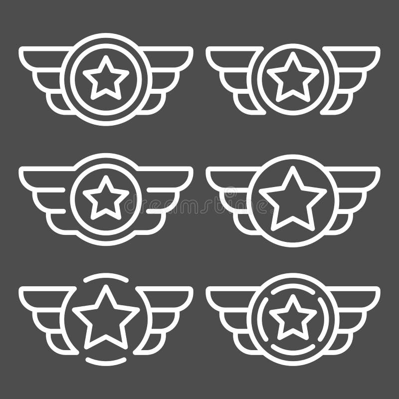 Set of the Vector White Emblems with Wings Stock Vector - Illustration ...
