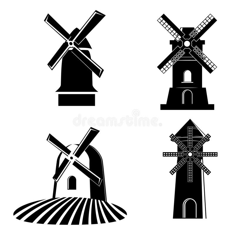 Set of Vector Windmill Icons. Windmill Logo. Windmill Label, Badges ...