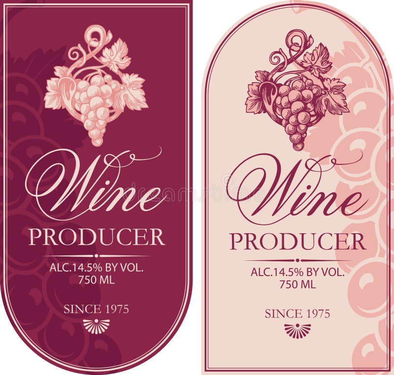 Set of Retro Wine Labels with Bunches of Grapes Stock Vector ...