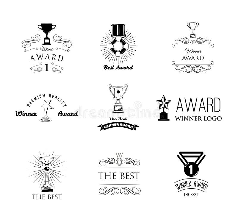 Set of Vector Winner Logos, Badges, Emblems and Design Elements. Black ...