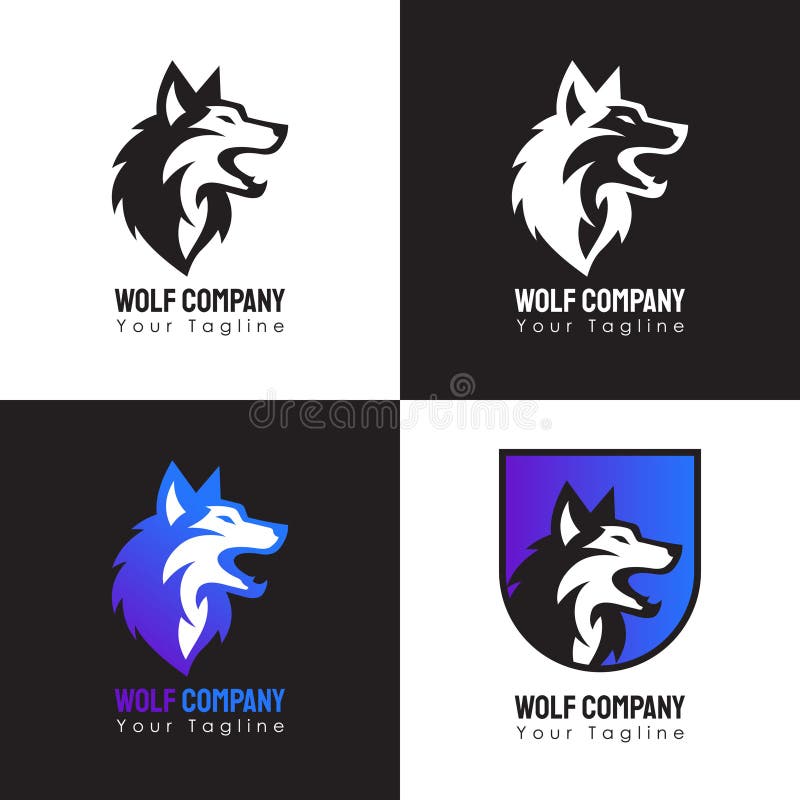 Set of Vector Wolf Logo Simple and Minimalist Stock Vector ...