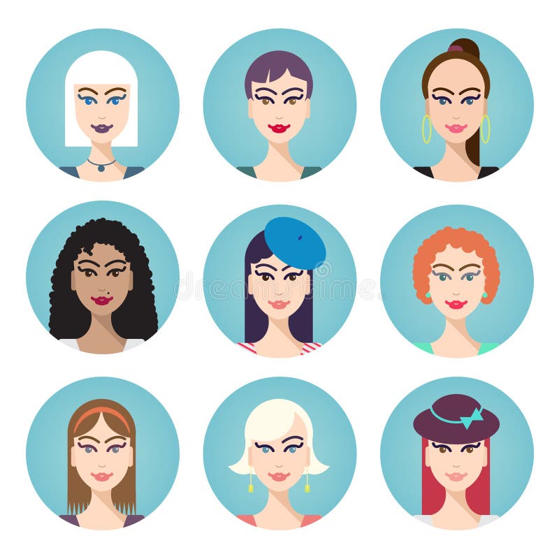 Set of Vector Women Characters Stock Vector - Illustration of female ...