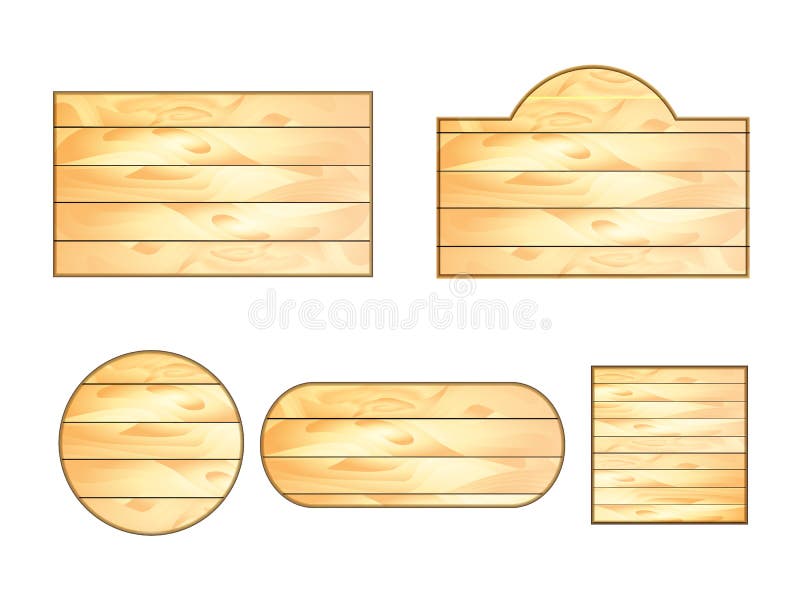 Set of Vector Wooden Plaques of Different Shapes Stock Vector ...