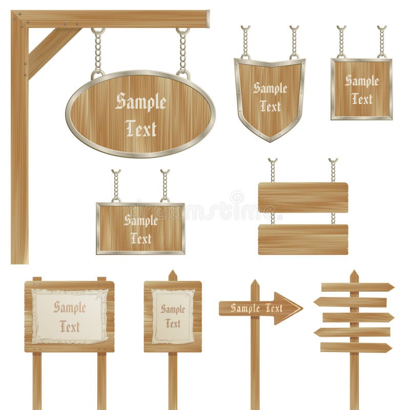 Set of Vector Wooden Sign Posts Isolated on White Stock Vector ...