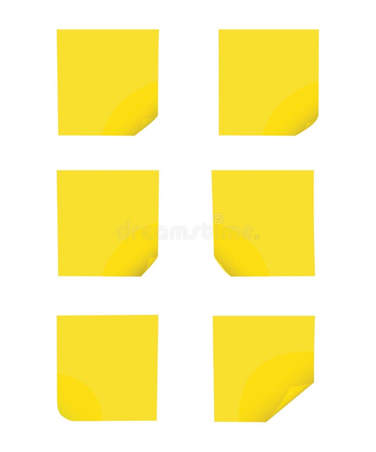 Yellow Paper Notes Vector Set Stock Vector - Illustration of board ...