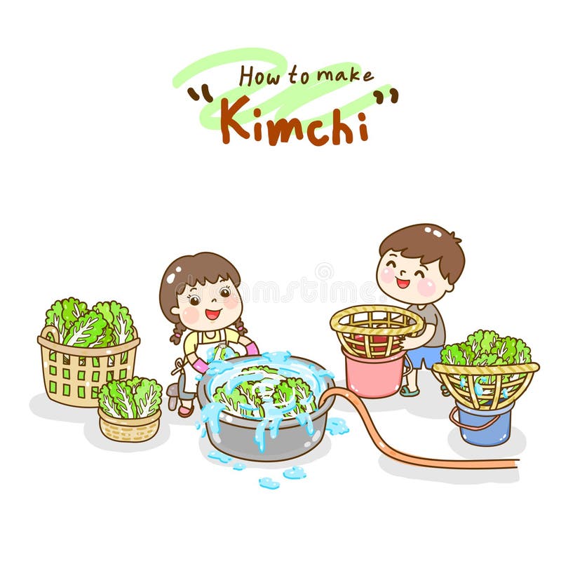 Set Cartoon Washing Vegetable Character. Stock Illustration ...