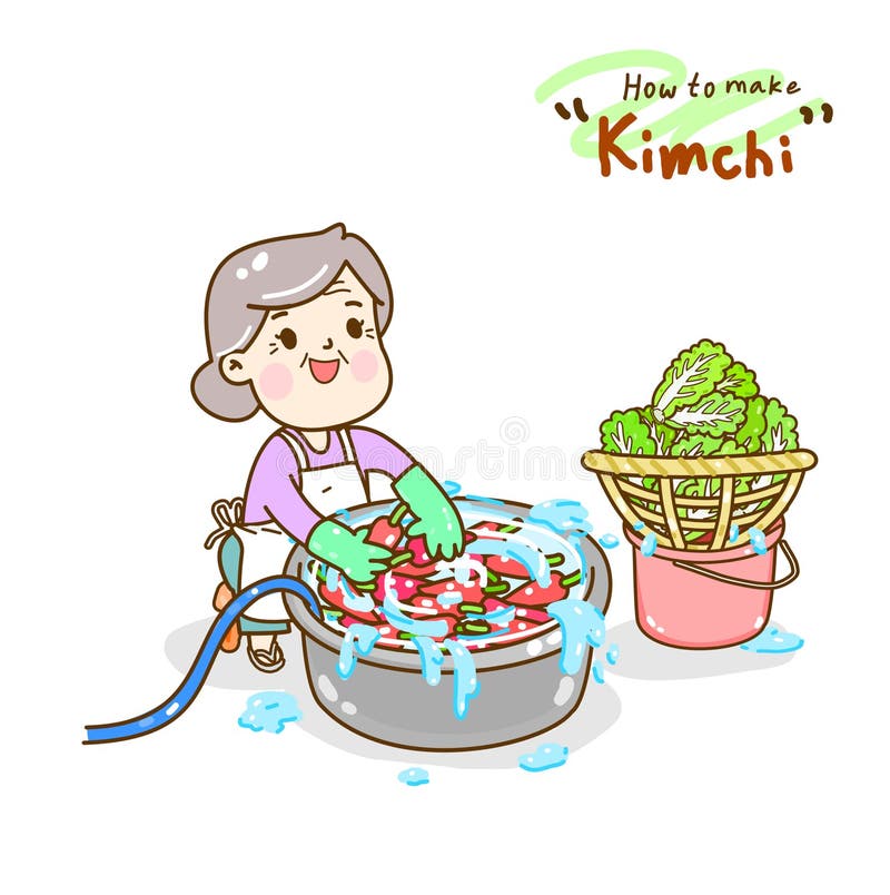Set Cartoon Washing Vegetable Character. Stock Illustration ...