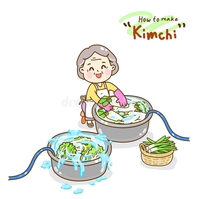 Set Cartoon Washing Vegetable Character. Stock Illustration ...