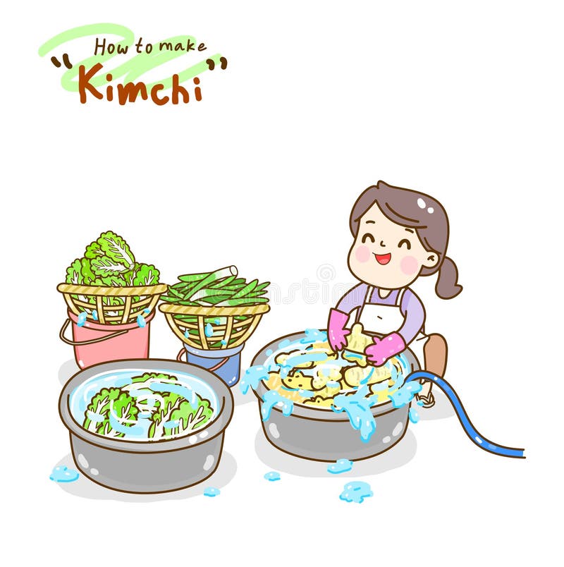 Set Cartoon Washing Vegetable Character. Stock Illustration ...