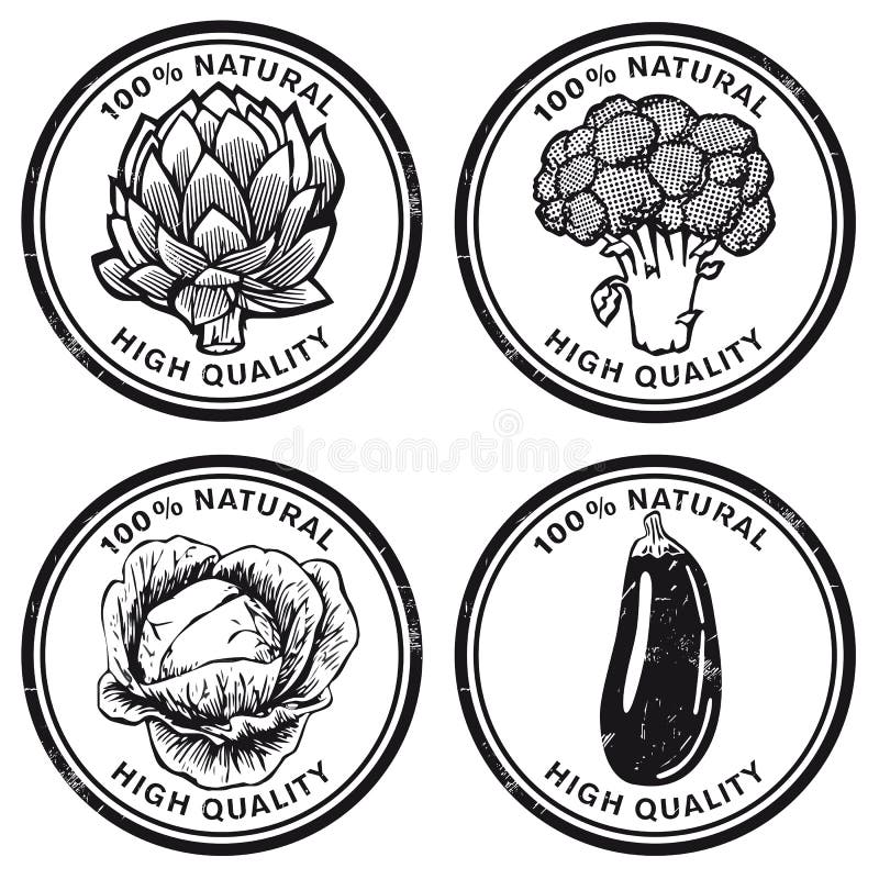 Set of Vegetable Labels or Stickers Stock Vector - Illustration of ...