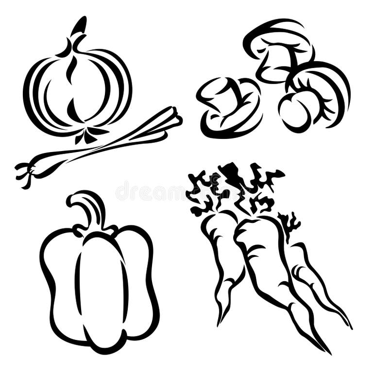 Simple Line Drawing Vegetables Stock Illustrations – 3,859 Simple Line ...