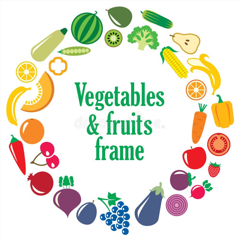 Healthy Fruits Vegetables Border Frame Stock Illustrations – 348 ...