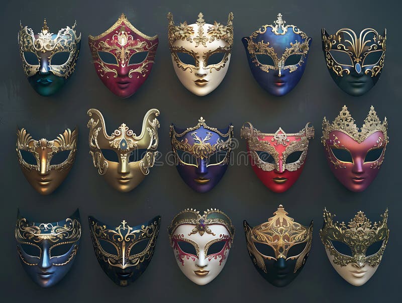 Set of Venetian Opera Carnival Masquerade Masks in High Resolution ...