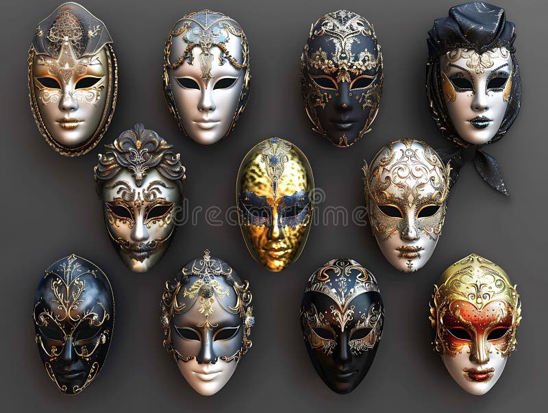 Set of Venetian Opera Carnival Masquerade Masks in High Resolution ...
