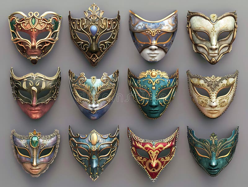 Set of Venetian Opera Carnival Masquerade Masks in High Resolution ...