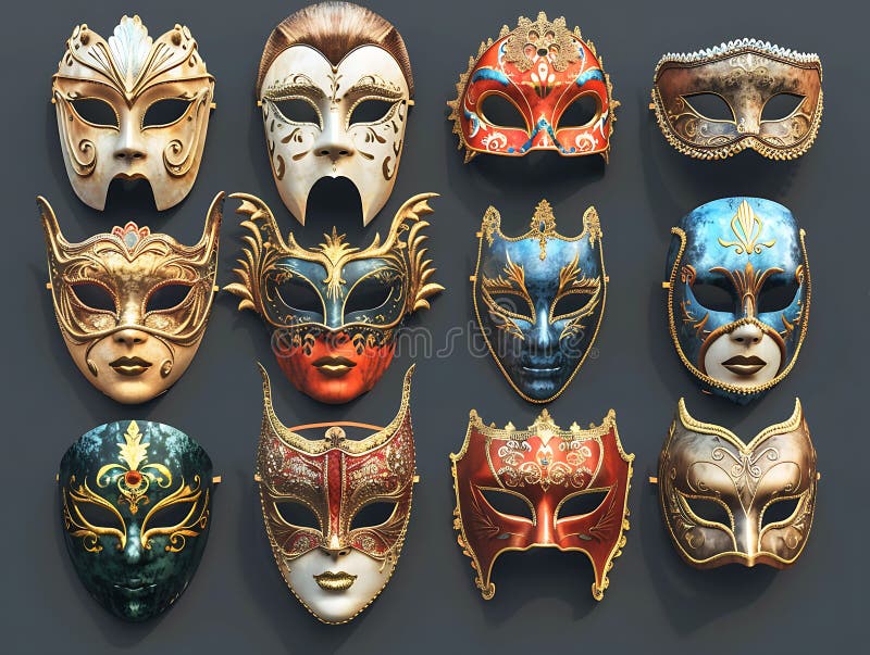 Set of Venetian Opera Carnival Masquerade Masks in High Resolution ...
