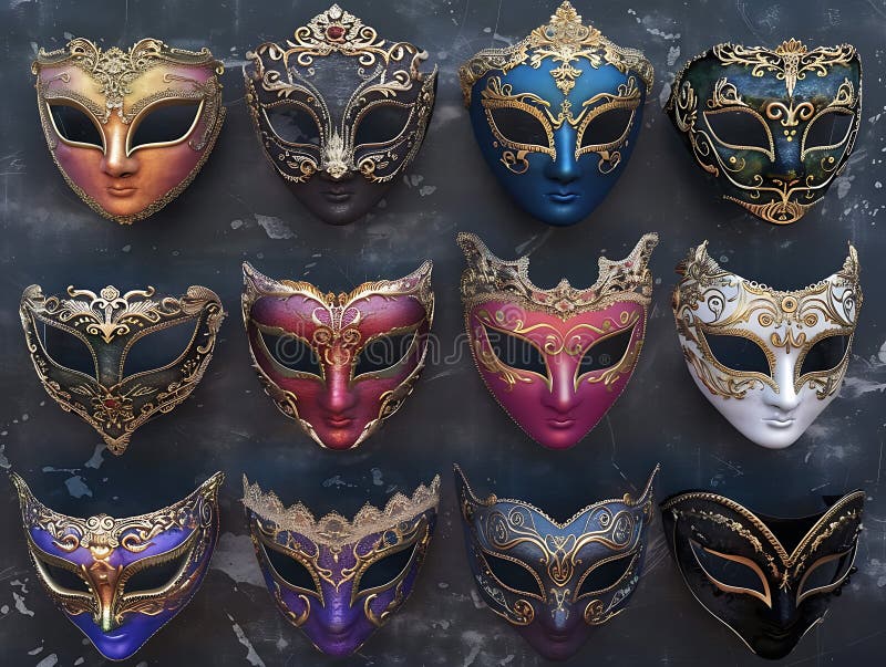 Set of Venetian Opera Carnival Masquerade Masks in High Resolution ...