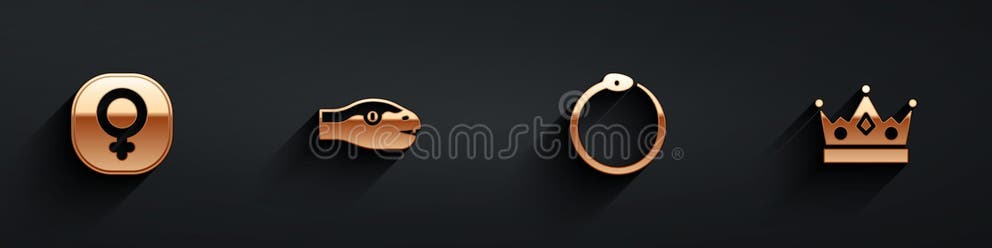 Set Venus, Snake, Ouroboros and King Crown Icon with Long Shadow ...