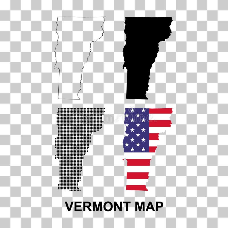 Set of Vermont Map Shape, United States of America. Flat Concept Vector ...