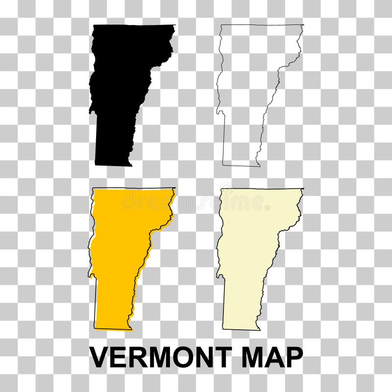 Set of Vermont Map Shape, United States of America. Flat Concept Vector ...