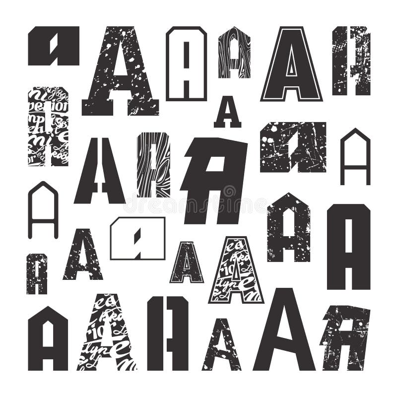 Set versions of letters a stock vector. Illustration of massive - 47644379