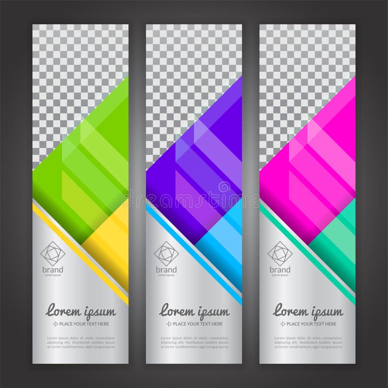 Set of Vertical Abstract Colorful Display Banner Background with Stock ...