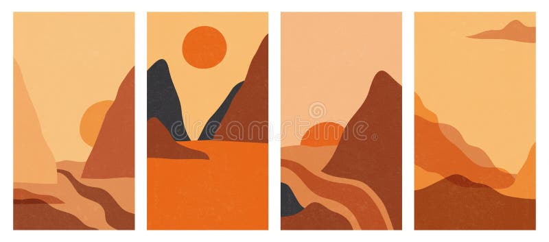 Set of Vertical Backgrounds, Abstract Landscapes. Backgrounds with ...