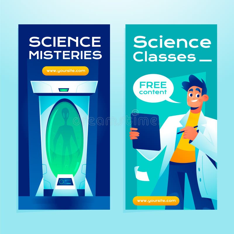 Science Lab Banners in Gradient Style Stock Illustration - Illustration ...