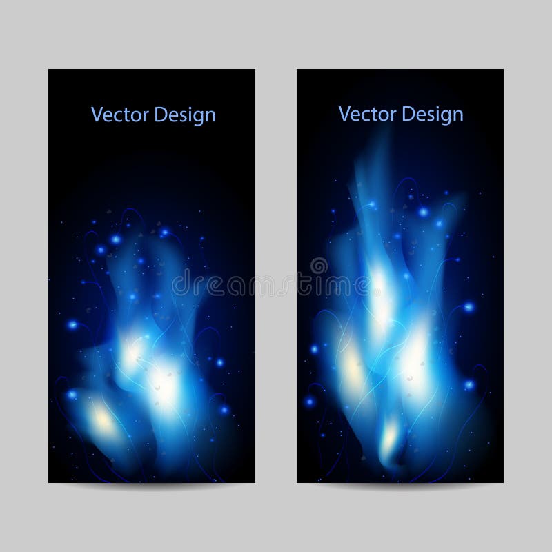 Set of Vertical Banners with Abstract Blue Fire Stock Illustration ...