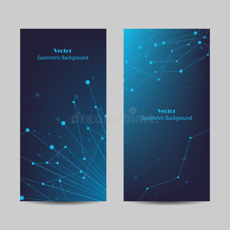 Set of Vertical Banners. Geometric Pattern with Connected Lines and ...