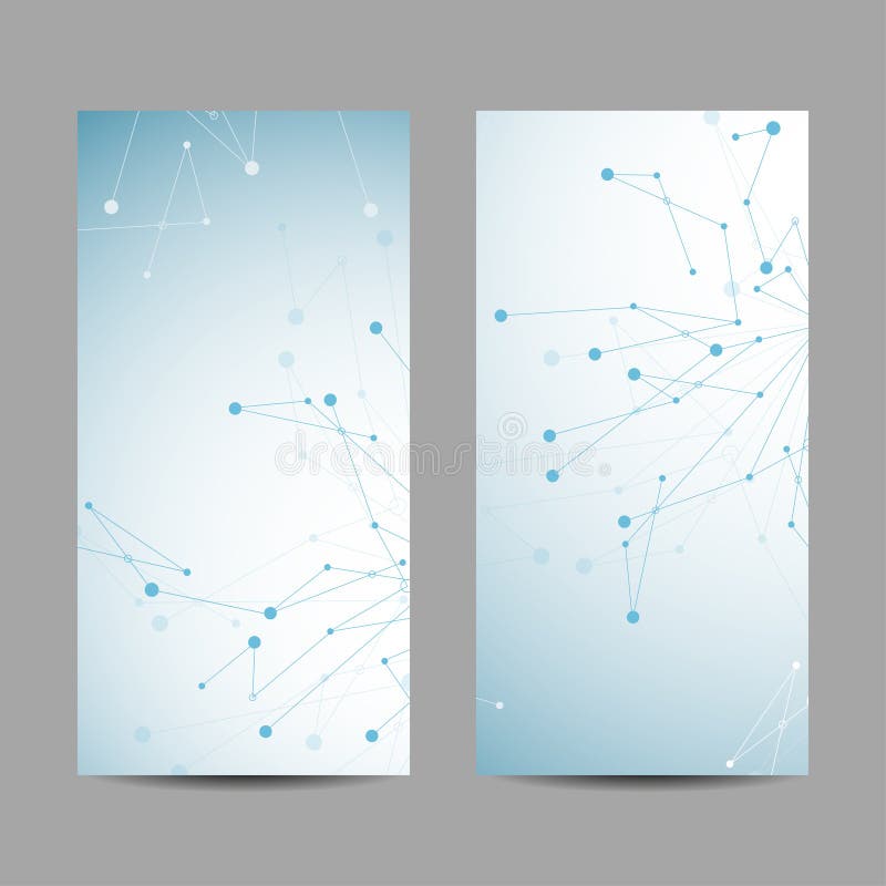 Set of Vertical Banners. Geometric Pattern with Connected Lines and ...
