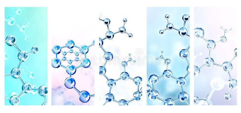 Set of Vertical Banners with Models of Abstract Molecular Structure ...