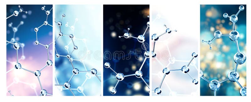 Set of Vertical Banners with Models of Abstract Molecular Structure ...