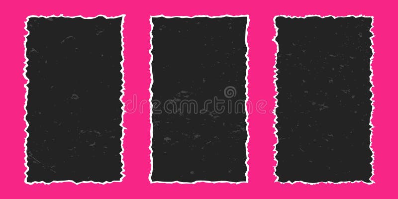 Vertical Torn Paper with Vintage Gritty Texture, Vector Elements with ...