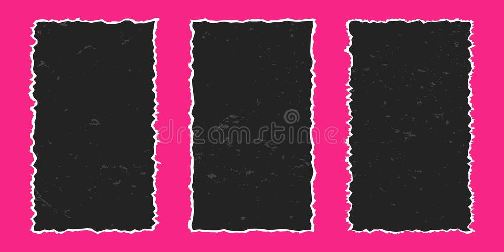 Vertical Torn Paper with Vintage Gritty Texture, Vector Elements with ...