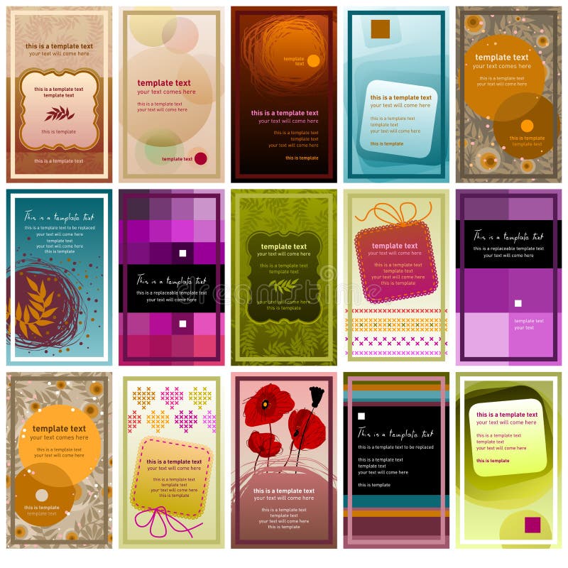 Set of 15 Vertical Business Cards Stock Vector - Illustration of ...